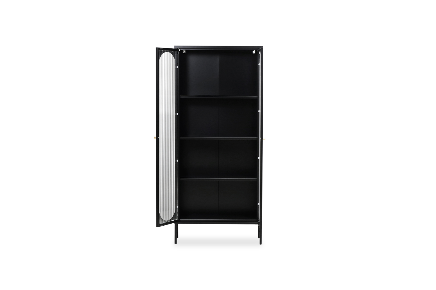 STARK Steel Frame 2-Arched Door Accent Glass Display Cabinet (Black ...